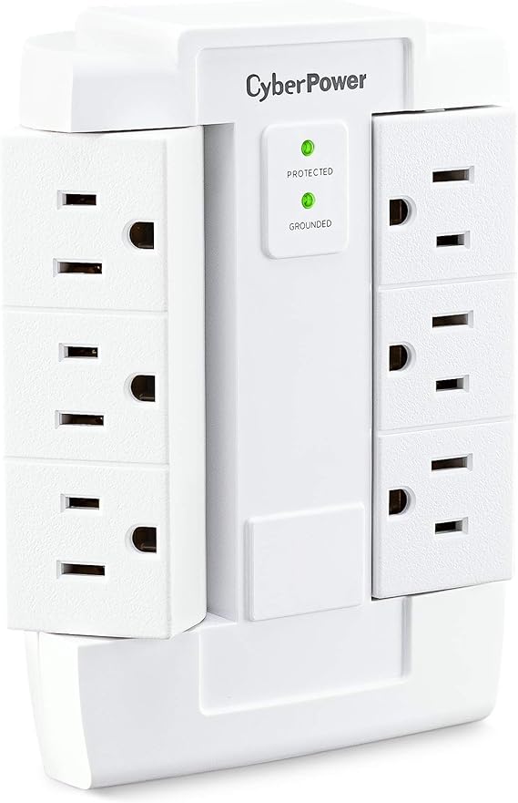 CyberPower CSB600WS 900 Joules Essential Wall Tap with 6-Outlet Surge ...
