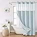 Amazon.com: eachope Teal No Hook Shower Curtain with Snap-in Fabric Liner Set,Slub Textured ...
