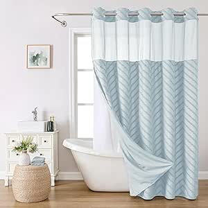Amazon.com: eachope No Hook Boho Farmhouse Shower Curtain with Snap-in Fabric Liner set-71Wx74H ...