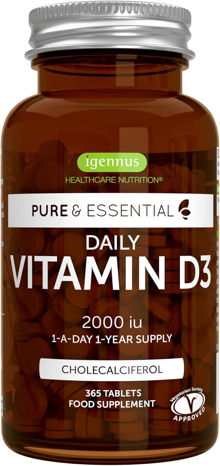 Pure & Essential Daily Vitamin D3 2000iu, 1-Year Supply ...