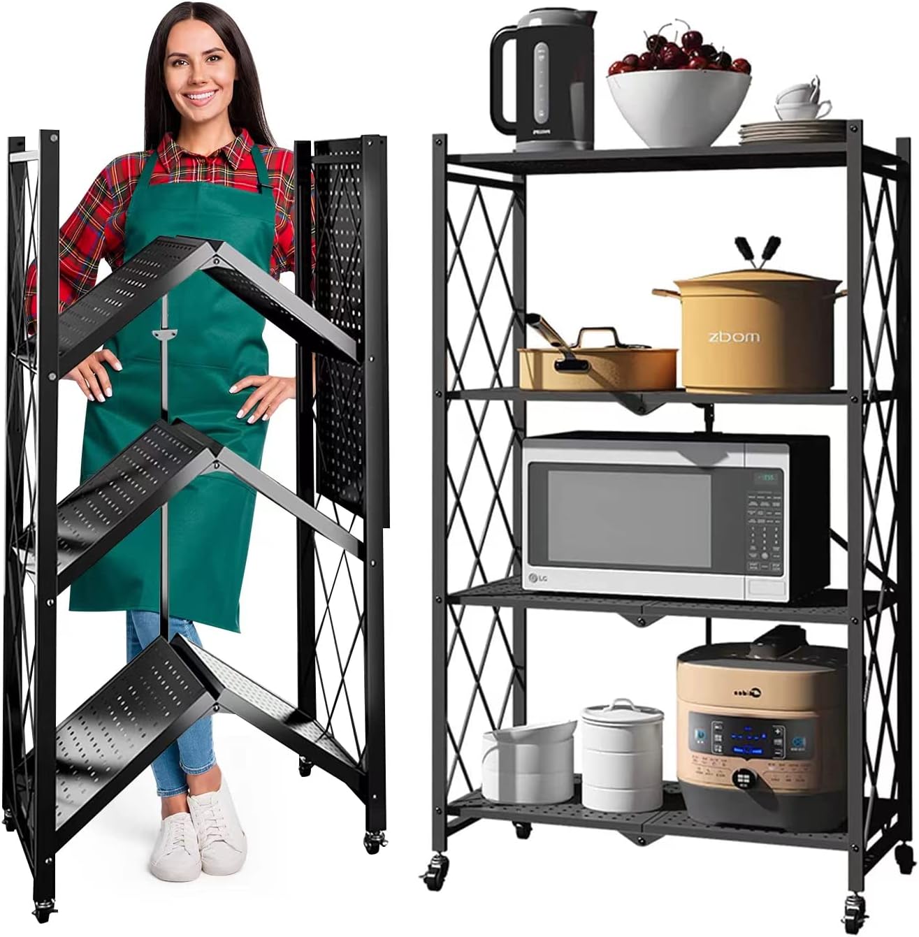 Amazon.com: AIWOPET 4-Tier Foldable Storage Shelves Heavy Duty ...