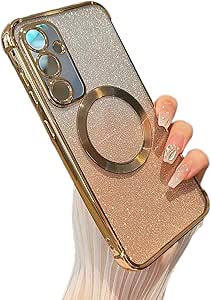 Amazon.com: ZTOFERA Clear Magnetic Case for Samsung Galaxy S25 Plus 5G with Gradient Glitter ...