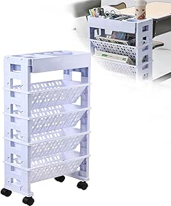 Amazon.com: Rolling Bookshelf Cart Mobile Book Shelf with Wheels ...
