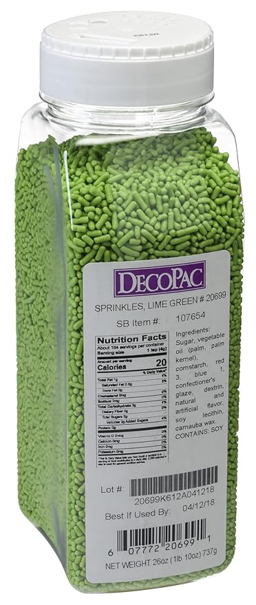 Amazon.com: DecoPac Lime Green Sprinkles | Extra Large 26oz Pack | Cake ...