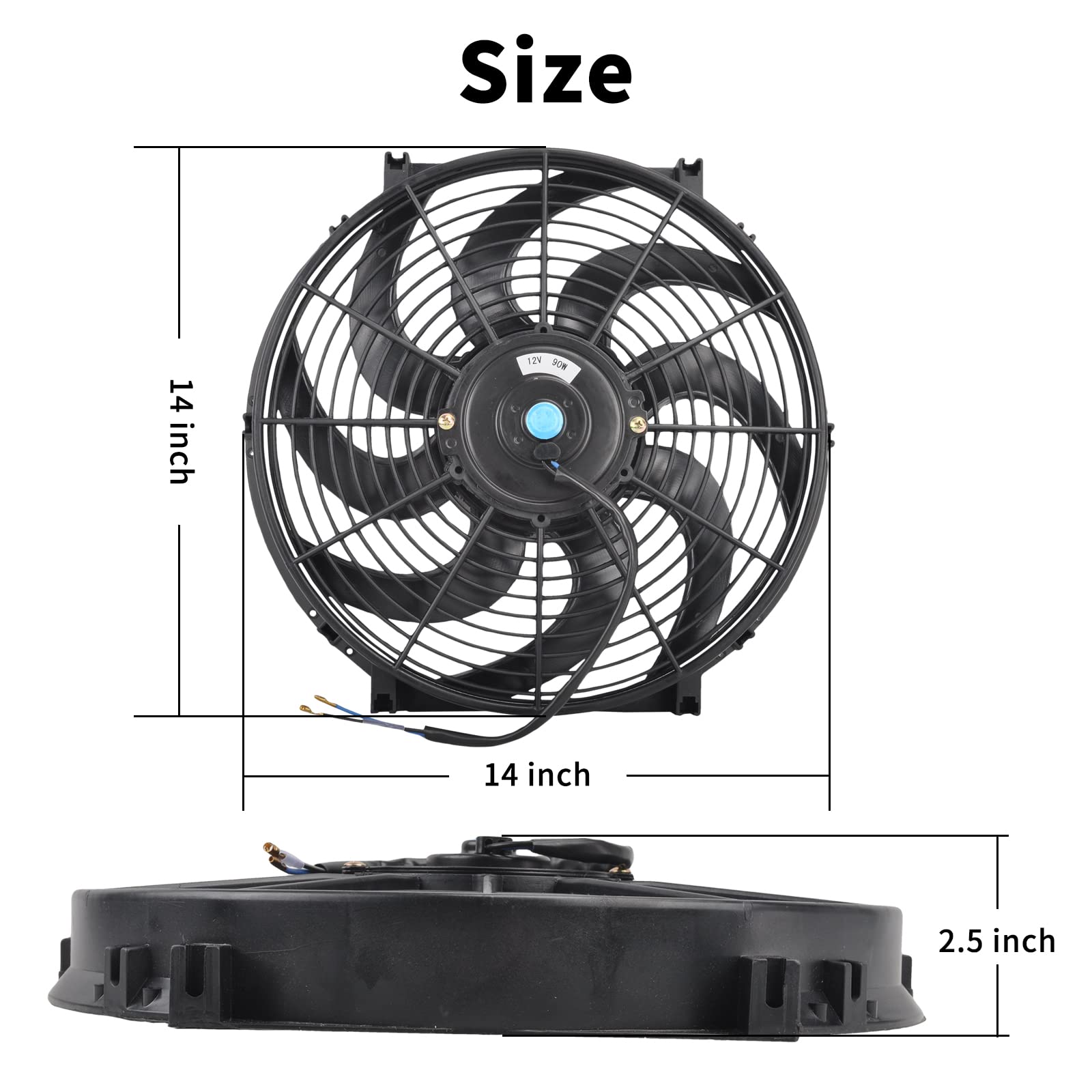 Snapklik.com : 14 Inch Black Universal Slim Fan Push Pull Electric ...