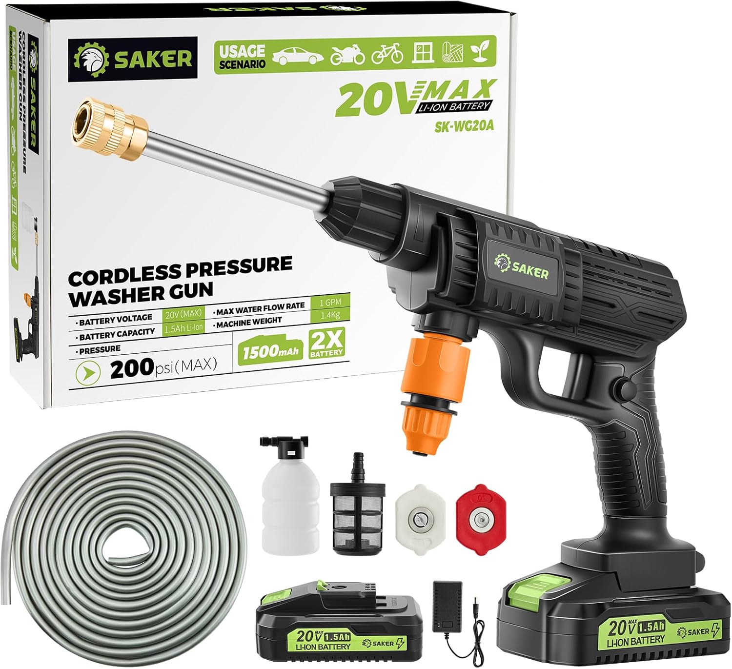 Amazon.com : Saker Pressure Washer Gun-Portable Electric Power Washer ...