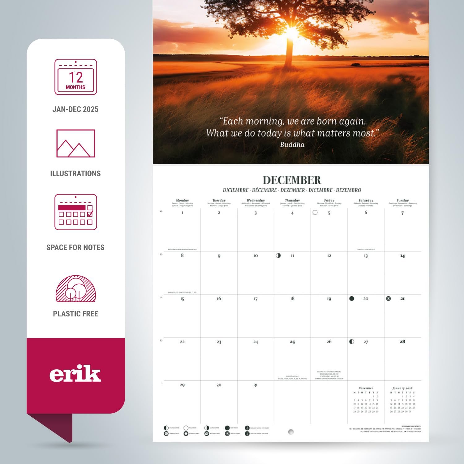 Grupo Erik Wall Calendar 2025 – Zen Nature | 12″ x 12″ Square Calendar ...