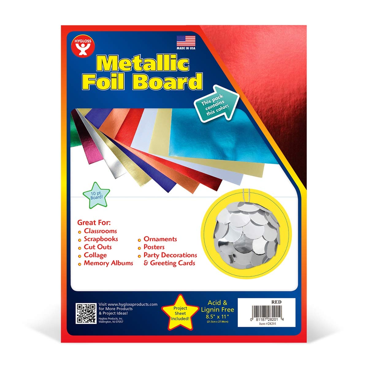 Snapklik.com : Hygloss Metallic Cardstock Sheets 100 Shiny Red Sheets
