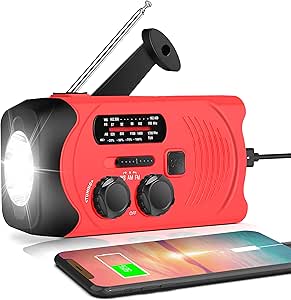 RunningSnail Hand Crank Radio with 2000mAh Emergency Power Bank for Cell Phone, AM/FM NOAA Wind ...