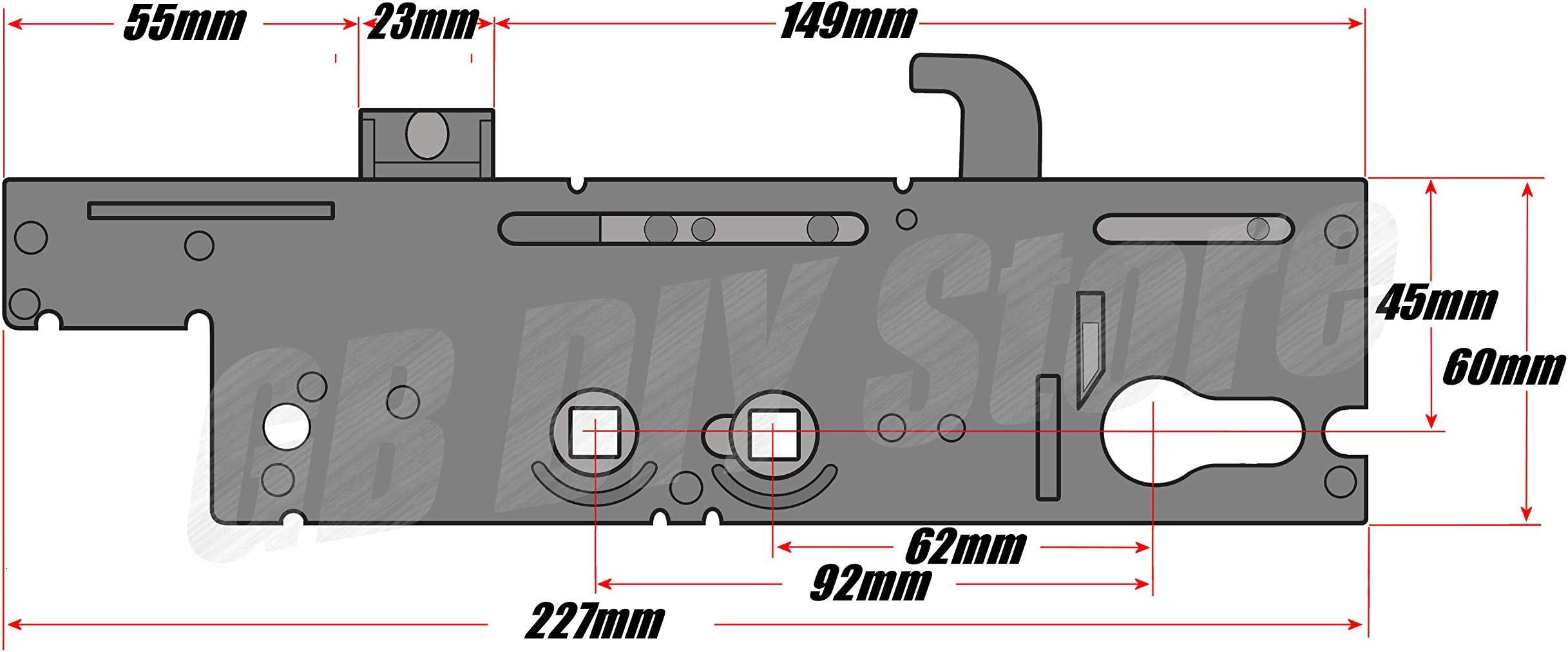 Ingenious Door Lock Gearbox Centre Case 45mm Backset 92pz : Amazon.co ...