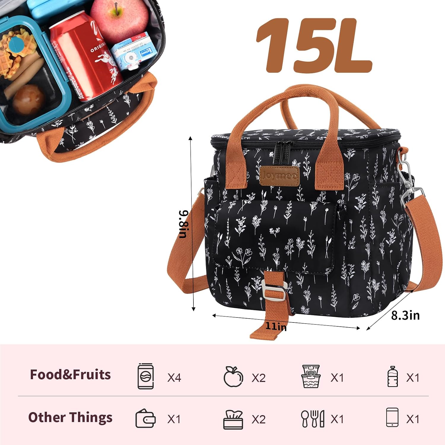 Joymee Lonchera grande aislada para mujeres adultas, reutilizable ...