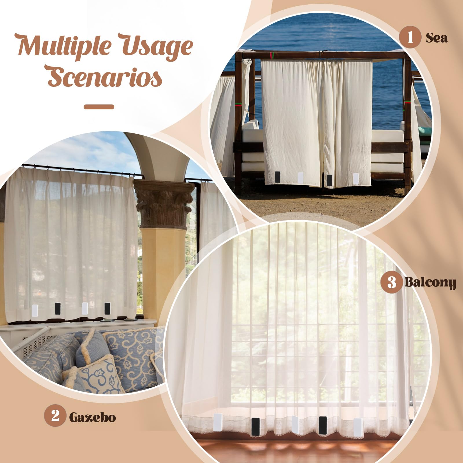 Snapklik.com : Copkim 16 Pieces Outdoor Curtain Weights, Heavy Duty ...