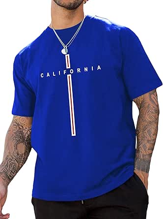 SOLY HUX Men's Graphic Tees Letter Print T-Shirt Short Sleeve Round Neck Shirt Top Streetwear ...