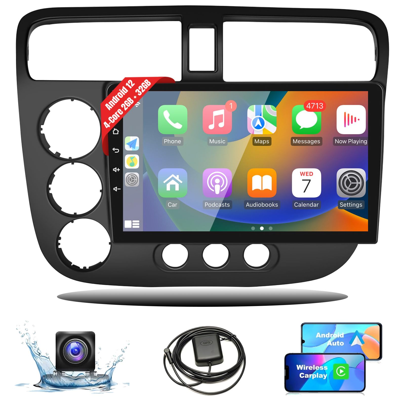Amazon.com: Leadfan Android Car Radio with Wireless Carplay Android Auto for Honda Civic 2001 ...