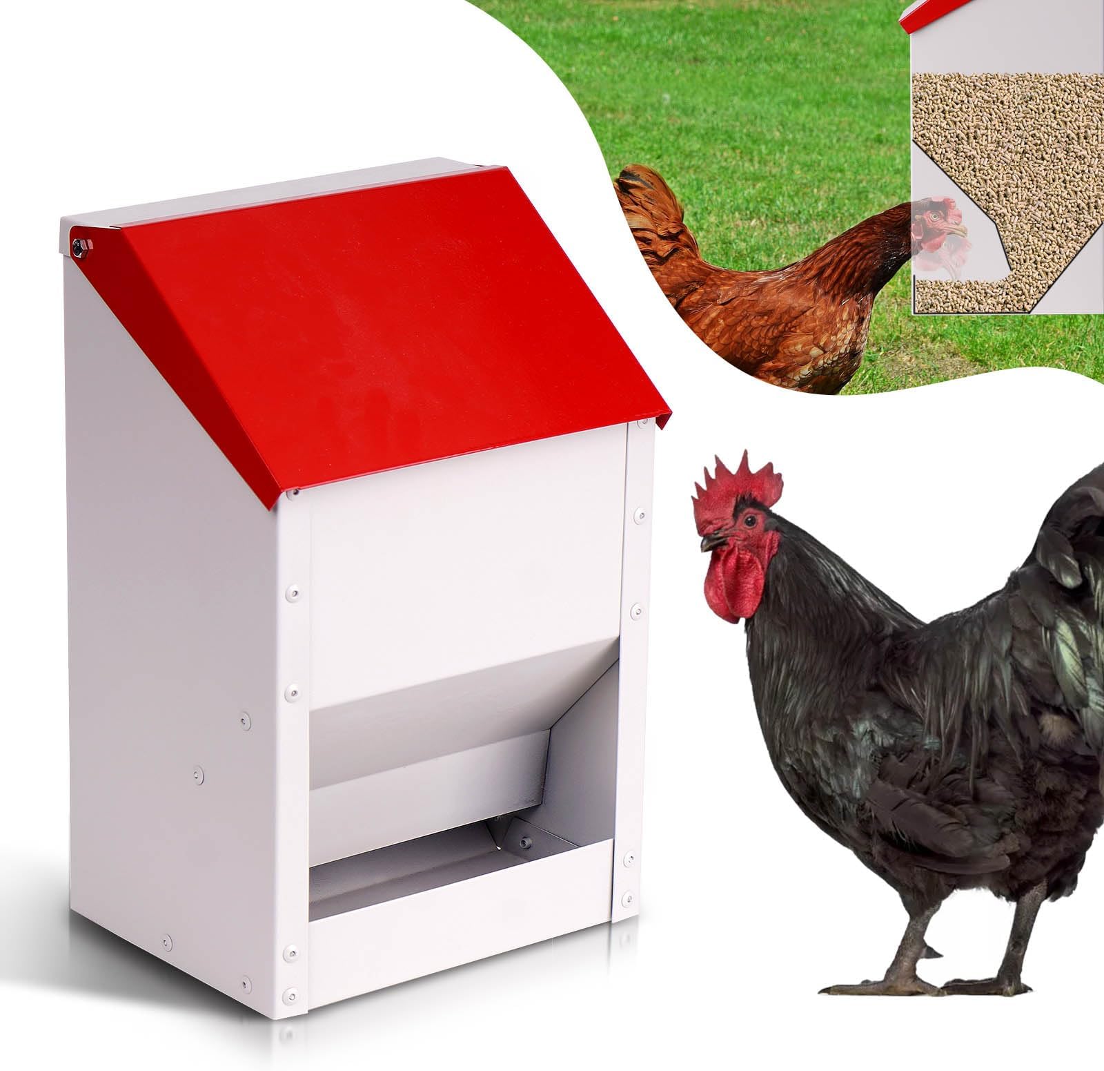 Amazon.com : Rural365 11.5lb Capacity Galvanized Chicken Feeder - Rat ...