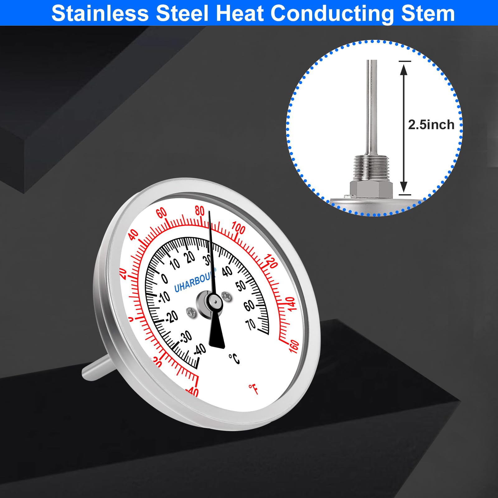 Snapklik.com : UHARBOUR Water Temperature Gauge, 3" Dial Fully ...