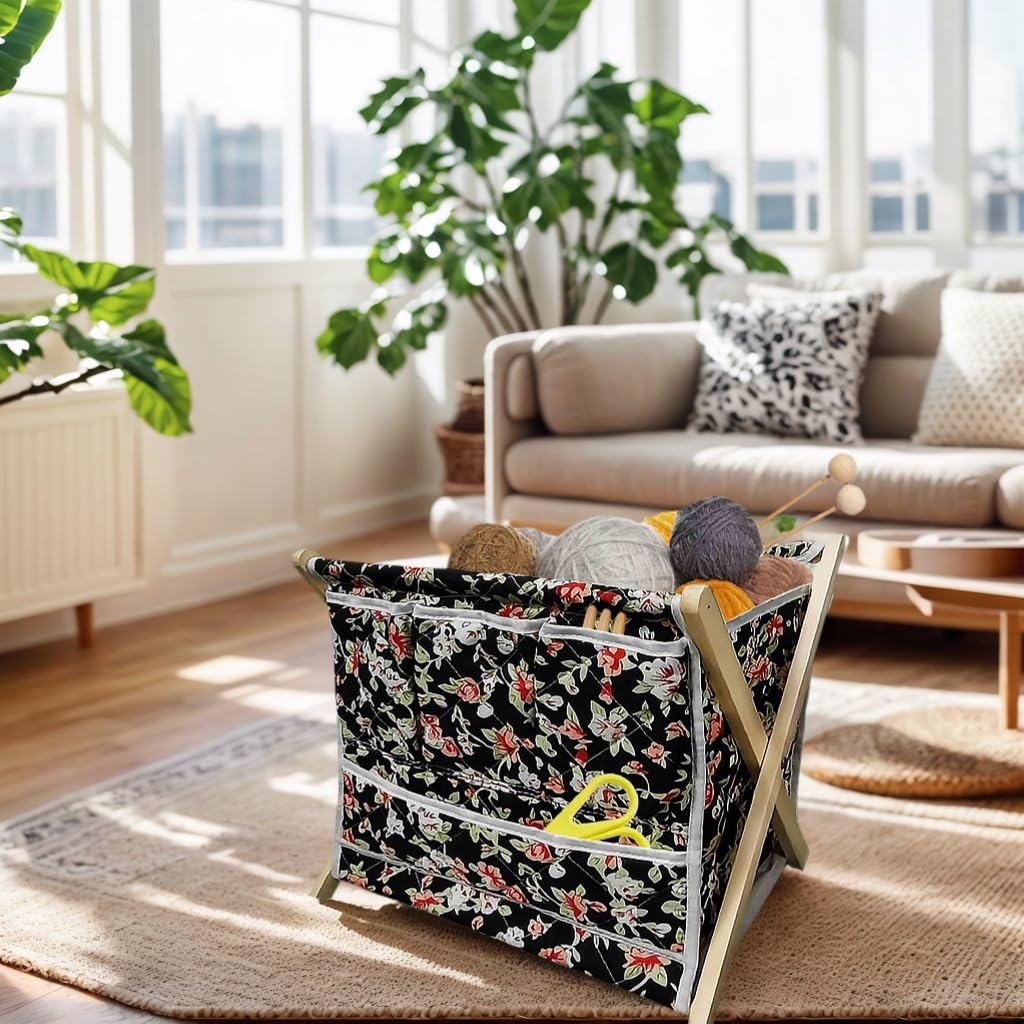 Yarn Storage Organizer Case With Foldable Frame - Large Crochet ...