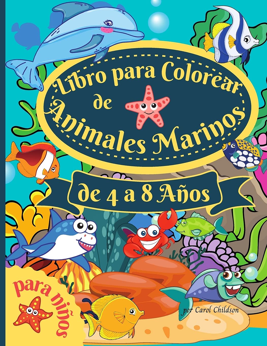 Libro Para Colorear De Animales Marinos Para Ninos De 4 | Desertcart GB