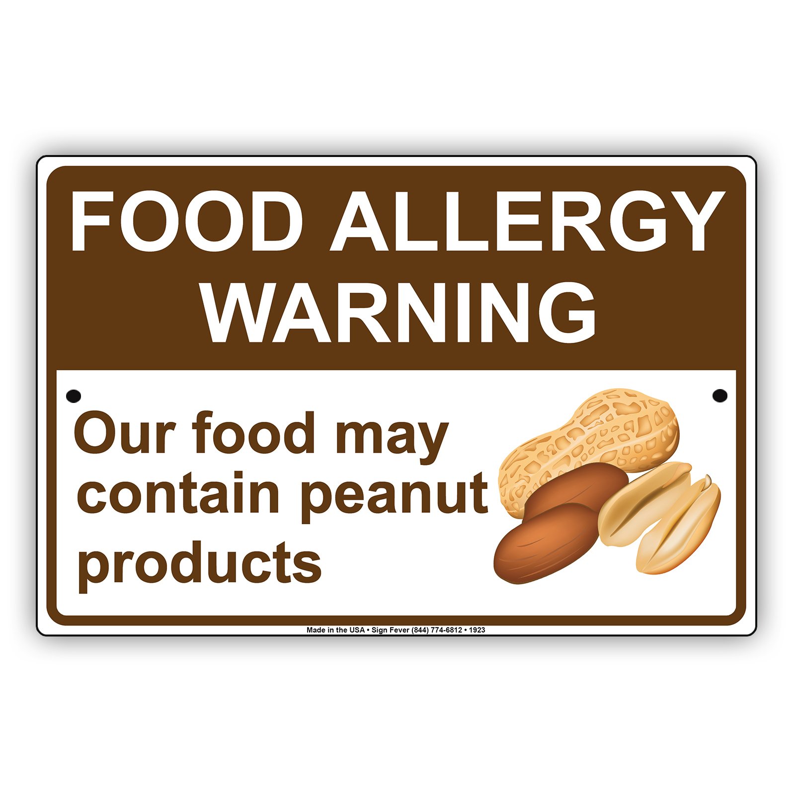 Amazon.com: Food Allergy Warning Our Food May Contain Peanut Products ...