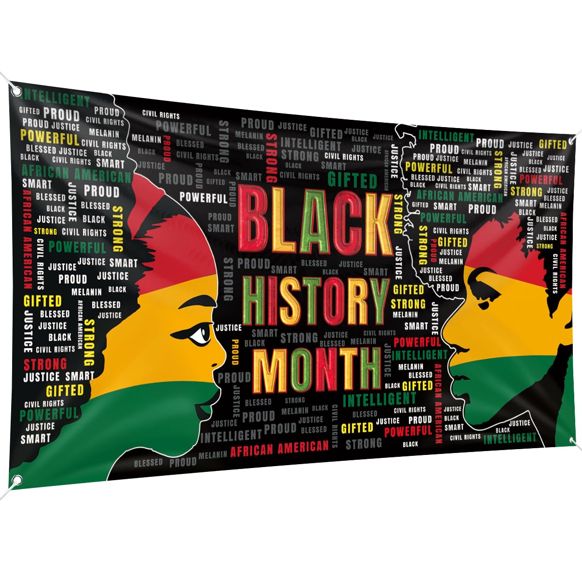 Black History Month Backdrop Banner 78x43Inch Large Size, Red Orange ...