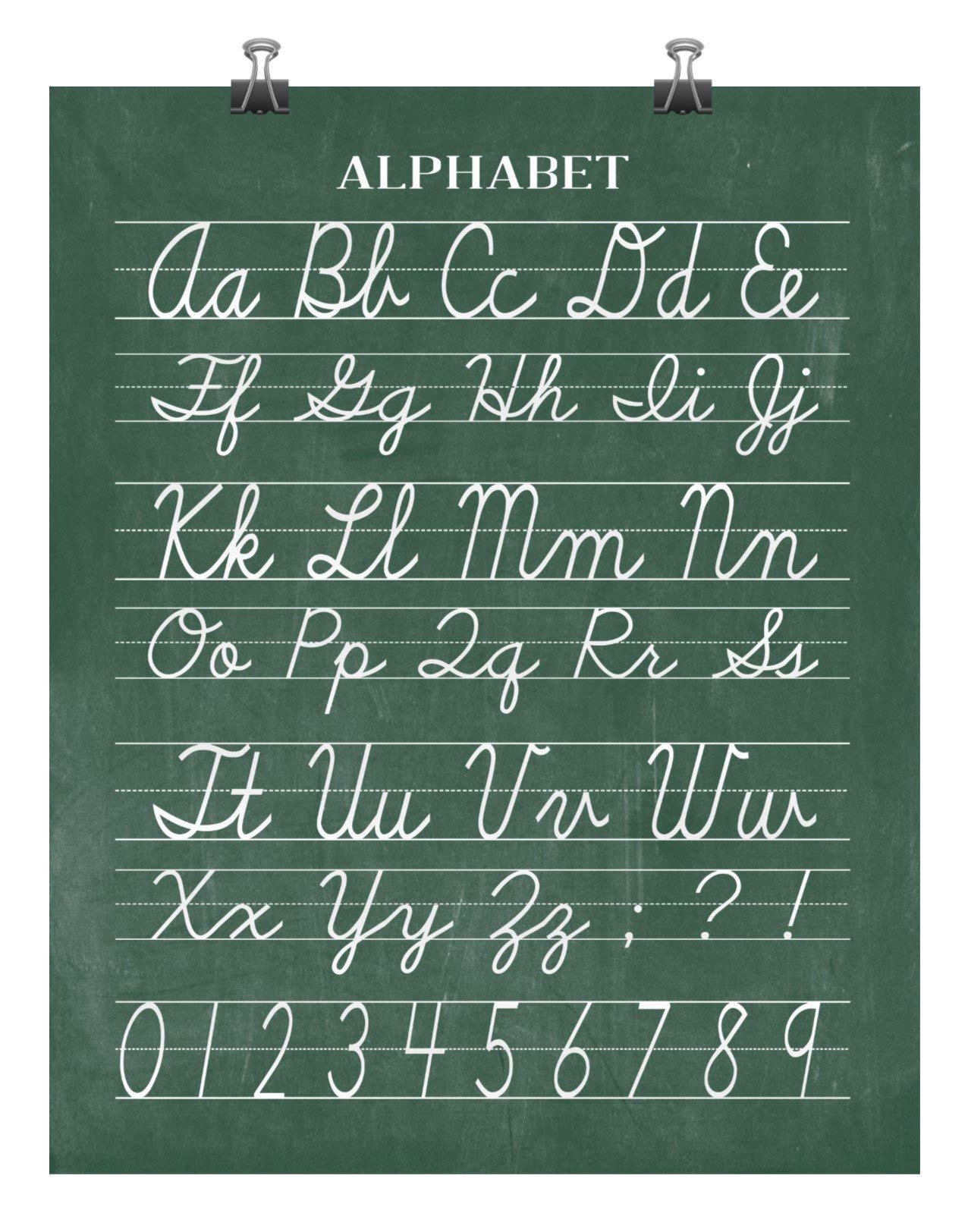 Buy Vintage Alphabet and Numerical Cursive Classroom Chalkboard Word ...