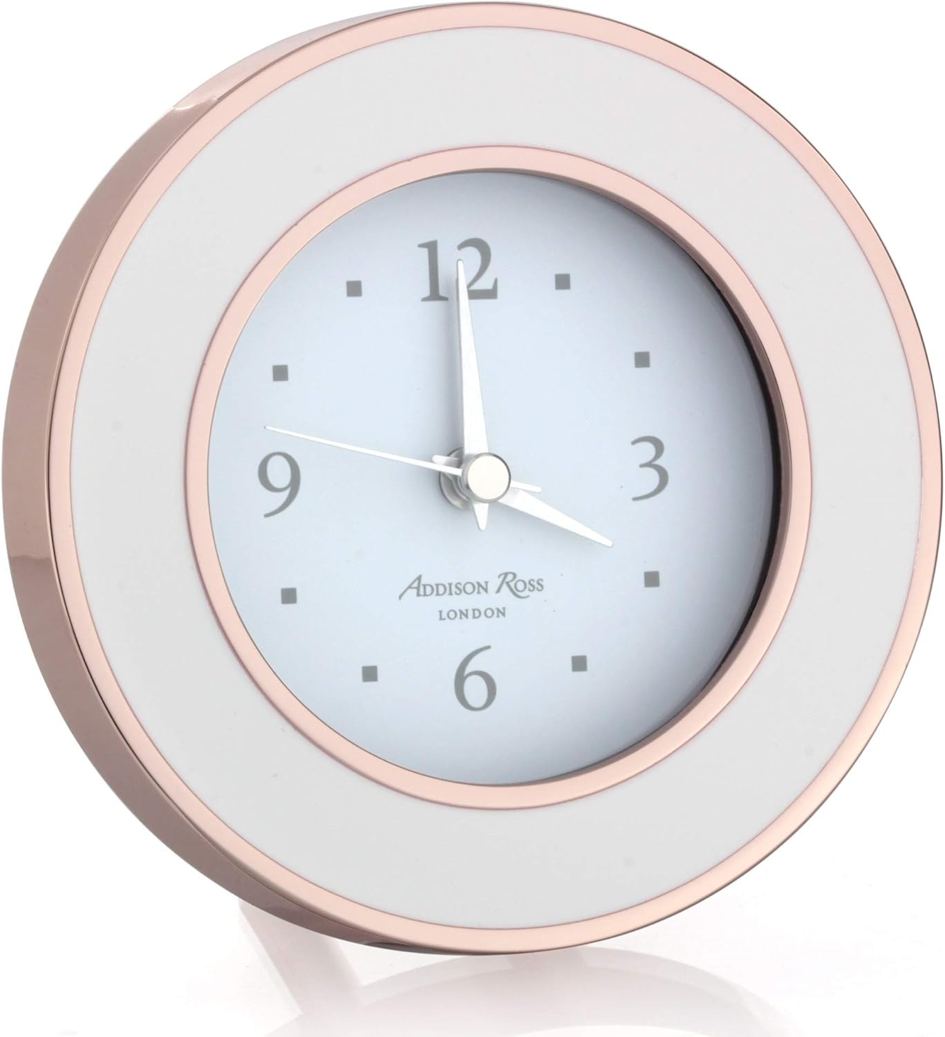 Amazon.com: Addison Ross Rose Gold White Enamel Round Alarm Clock ...