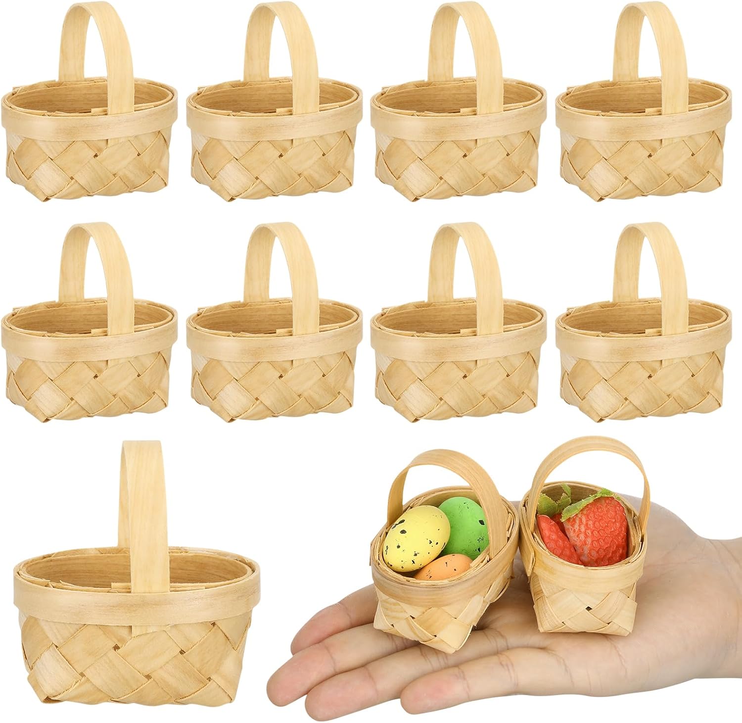 Amazon.com: STOBAZA 20 Pack Mini Woven Baskets with Handles for Party ...