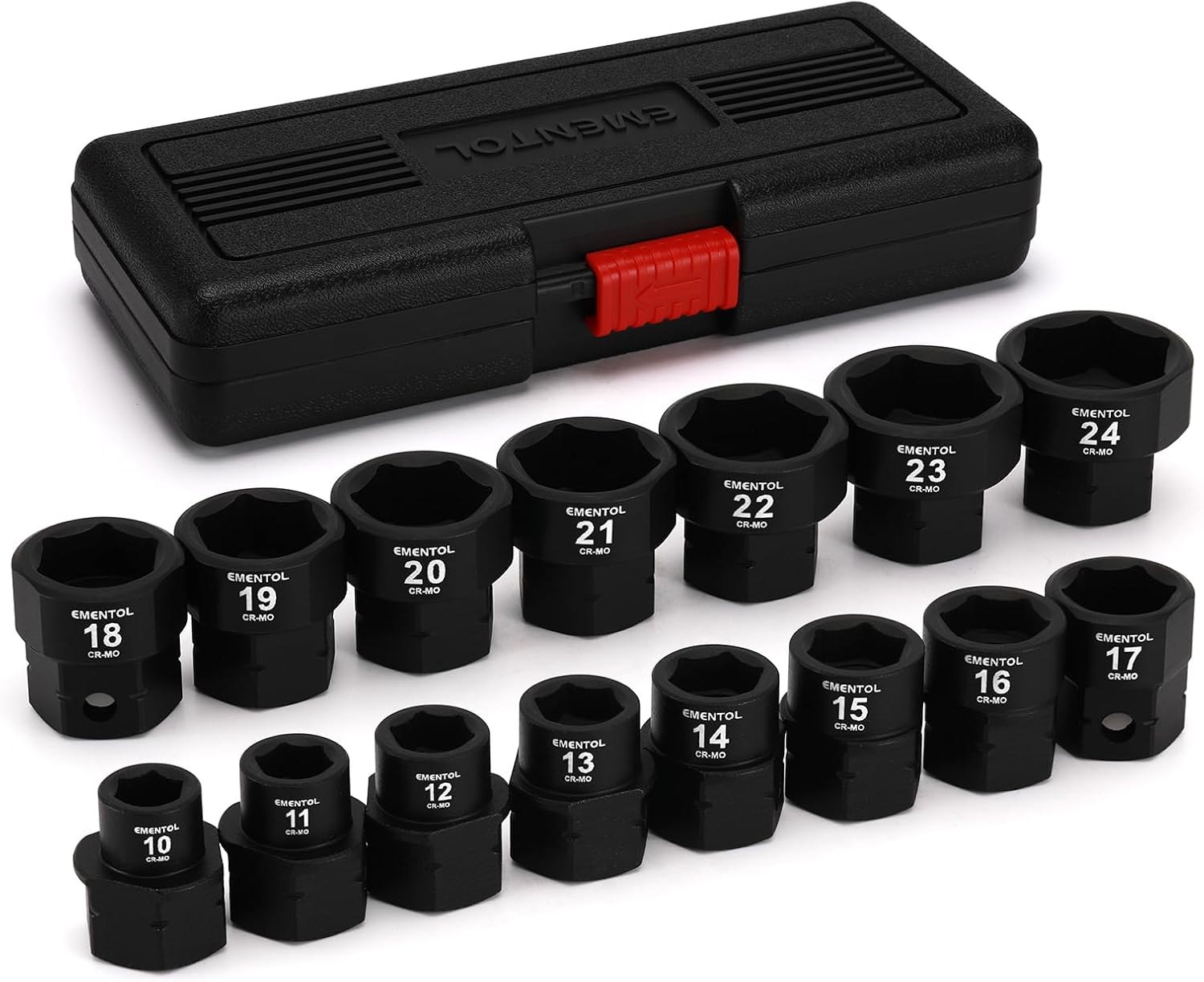 EMENTOL 15PCS 1/2" Drive Low Profile Nano Impact Socket Set, 1/2-Inch ...