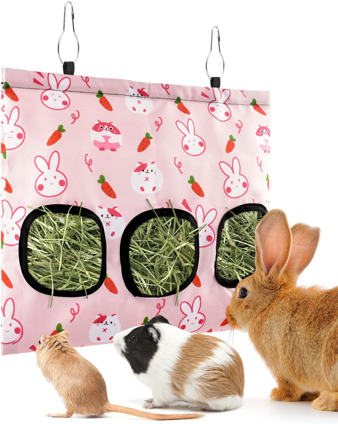 Amazon.com : Bissap Rabbit Hay Feeder Bag, 3 Holes Hanging Hay Feeder ...