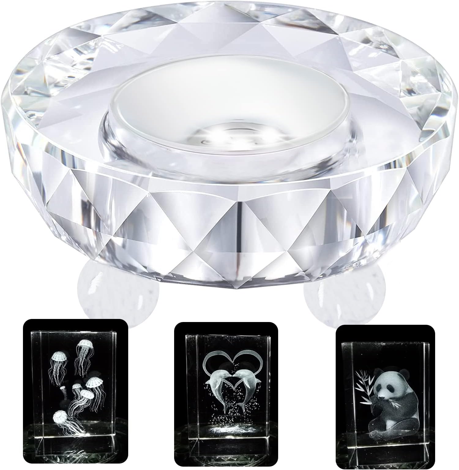 Amazon.com: Rechargeable 4"x4" Crystal LED Light Base with Fixed White ...
