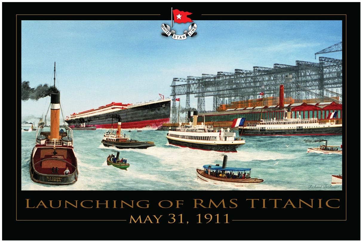 Amazon.com: Titanic launching Giclee Art Print Poster from Maritime ...