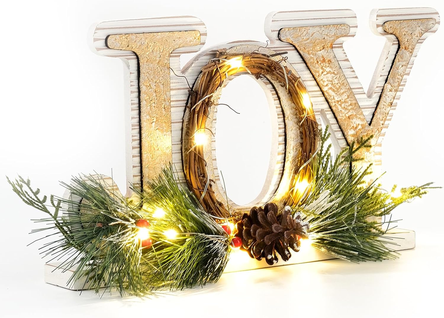 Amazon.com: DN DECONATION Rustic Wooden Tabletop Christmas Joy Sign ...
