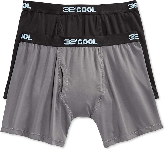32 Degrees Mens 2 Pack Active Mesh Boxer Brief, Black/Charcoal, XLarge ...