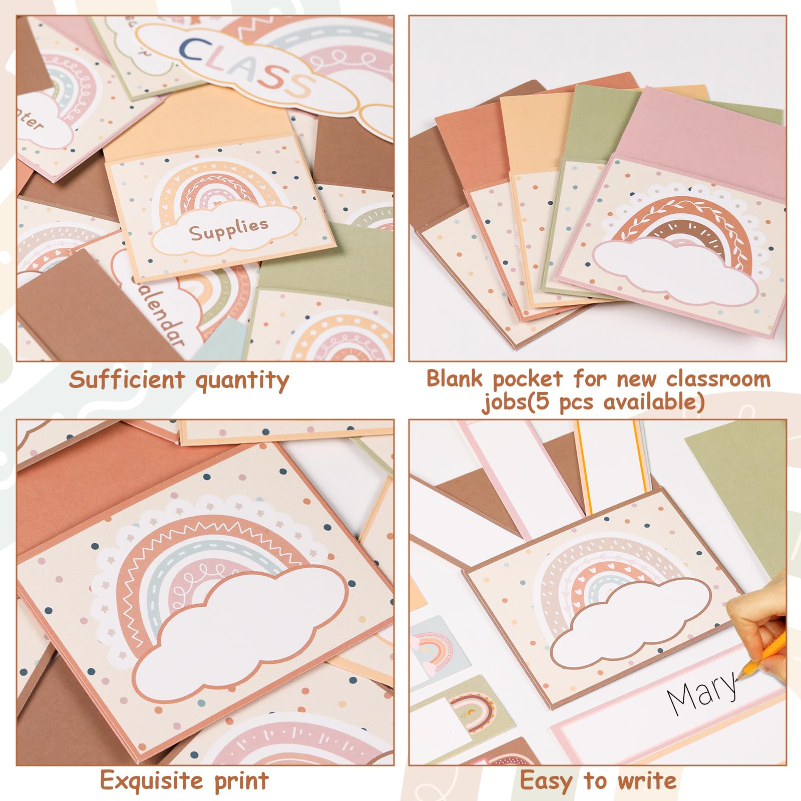 Snapklik.com : 81 Piece Boho Rainbow Class Jobs Bulletin Board Boho ...