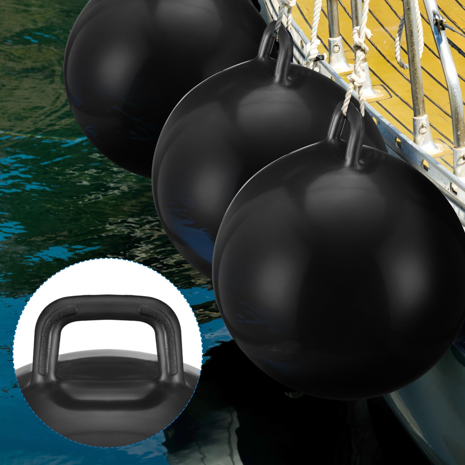 Sonwyoung 4 Pcs 24'' Inflatable Boat Bumper for Docking Big Bumper Inflatable Round Ball Large ...