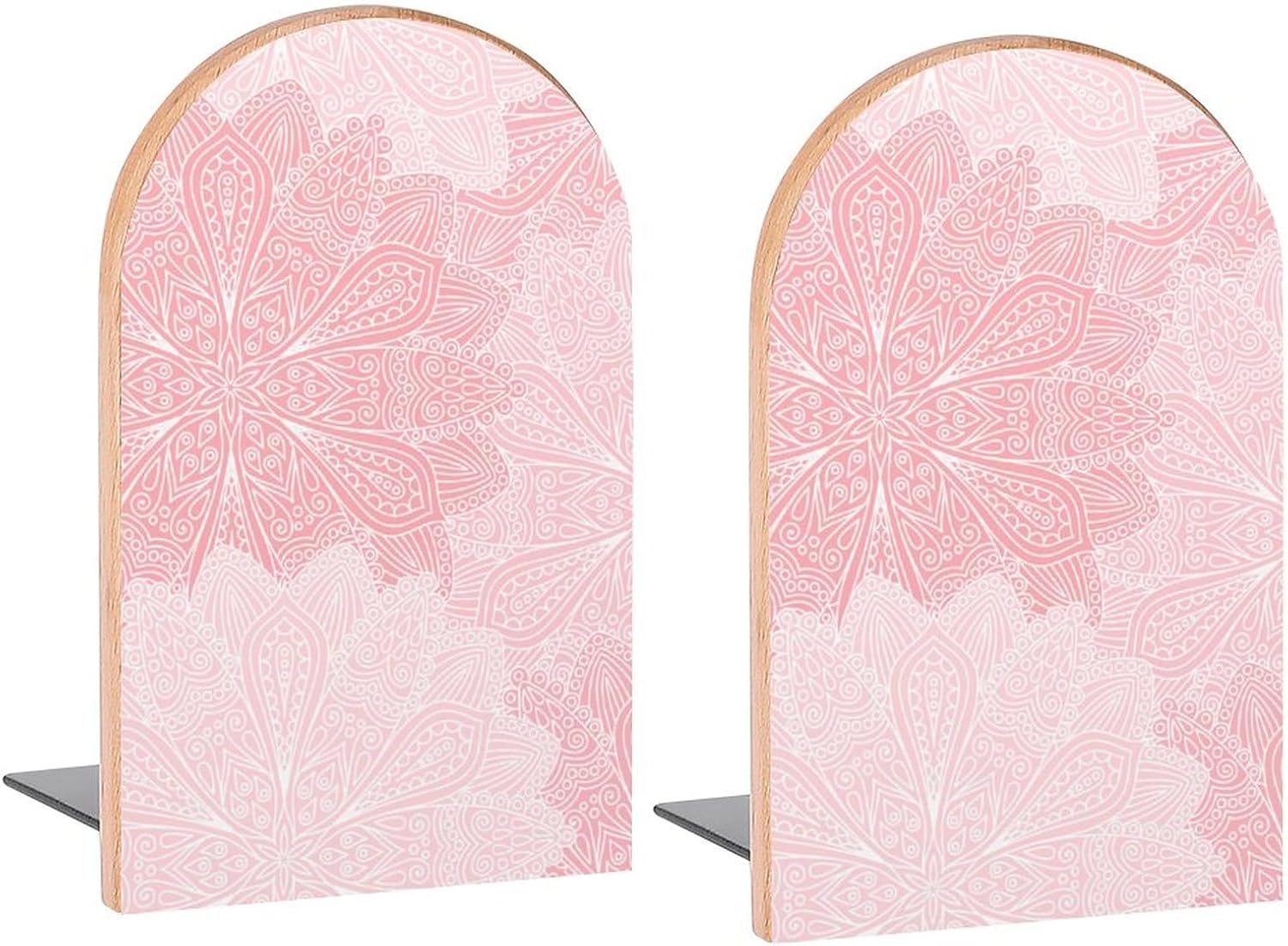Amazon.com: Boho Mandala Pink Flowers Book Ends Decorative Wood ...