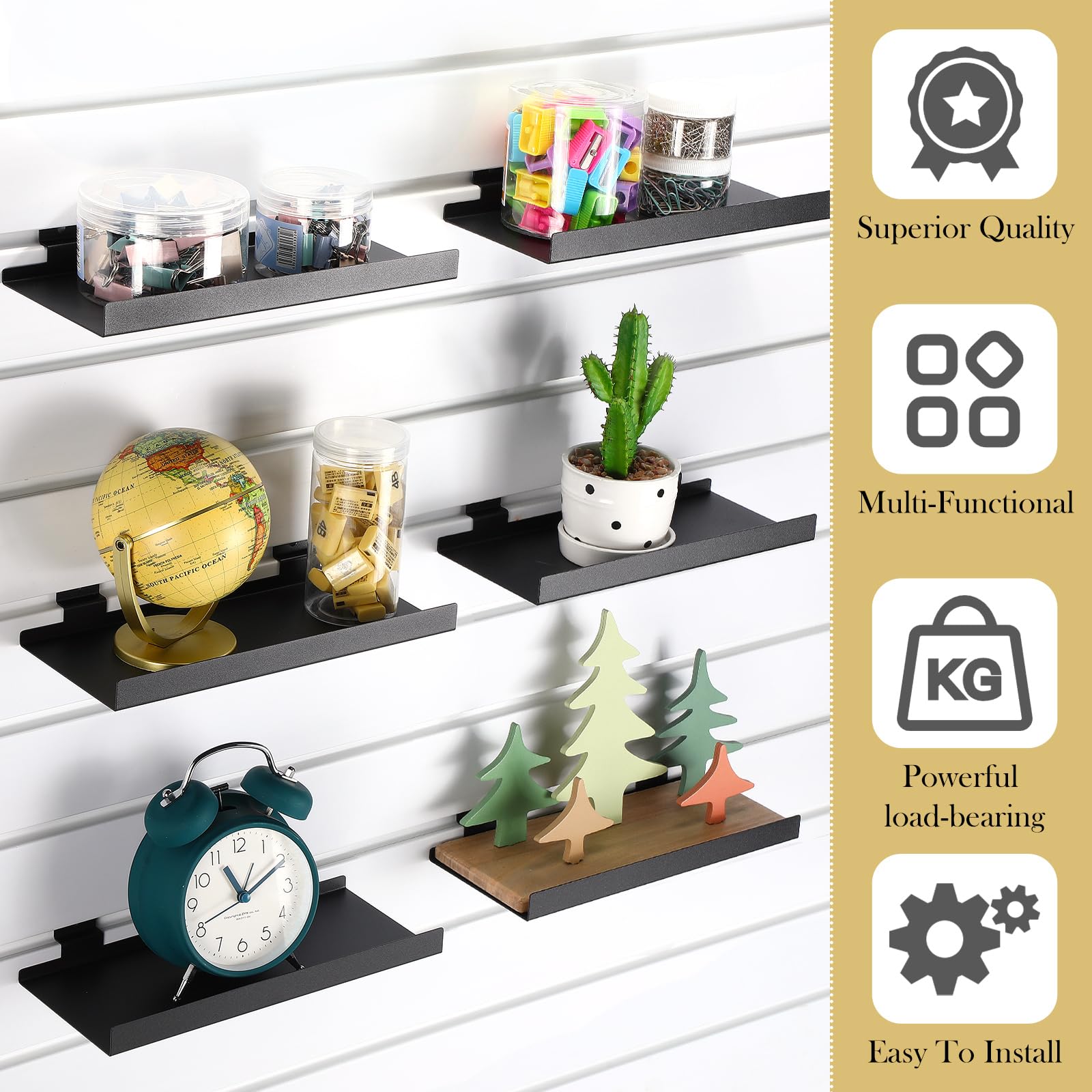 Snapklik.com : DoubleFill 10 Pcs 6 Pcs Slatwall Shelves, 10x4.3 Inch ...