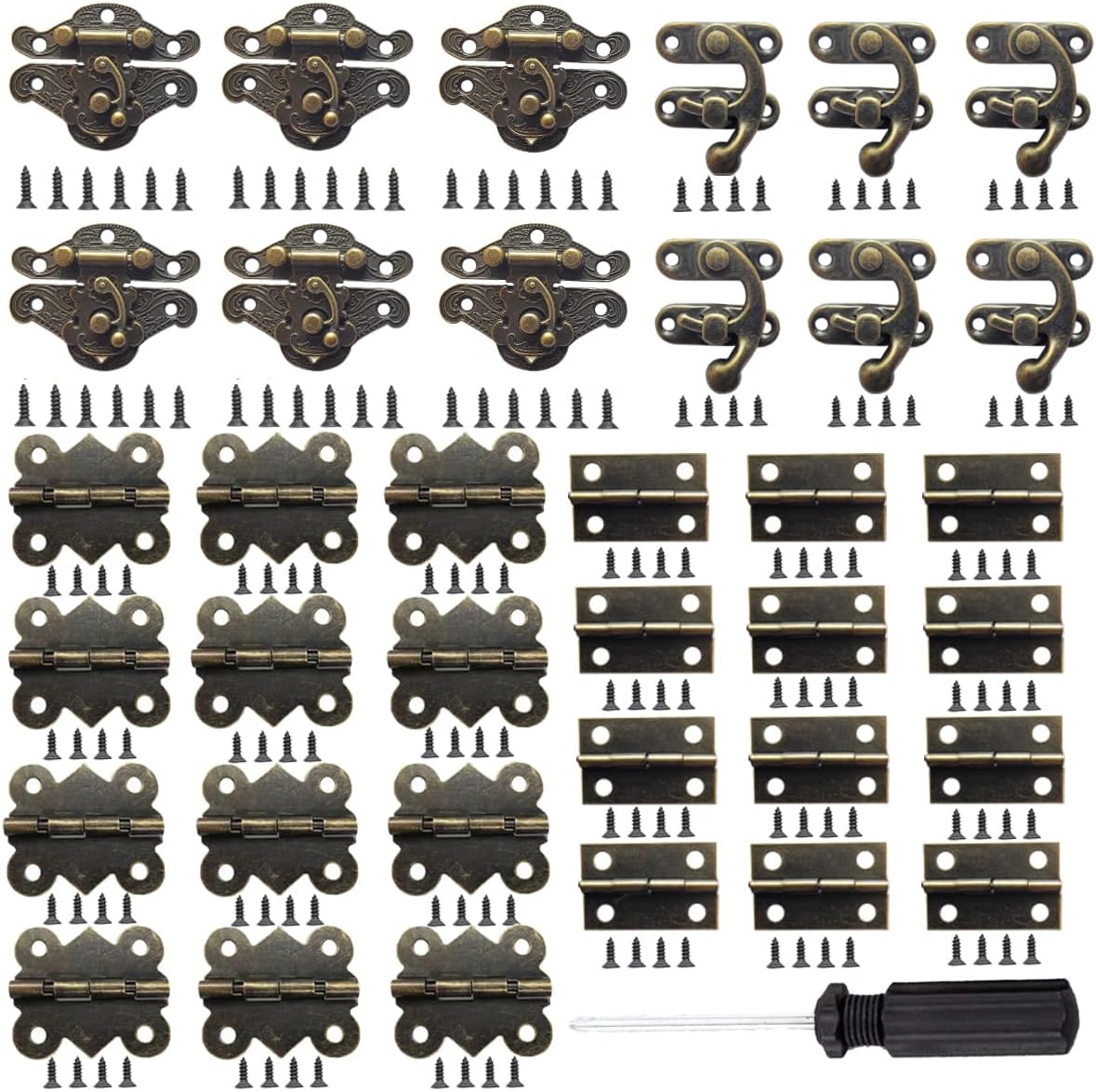 EAEDMY 36 Sets Retro Jewelry Box Hinges and Latches Hardware, Small ...