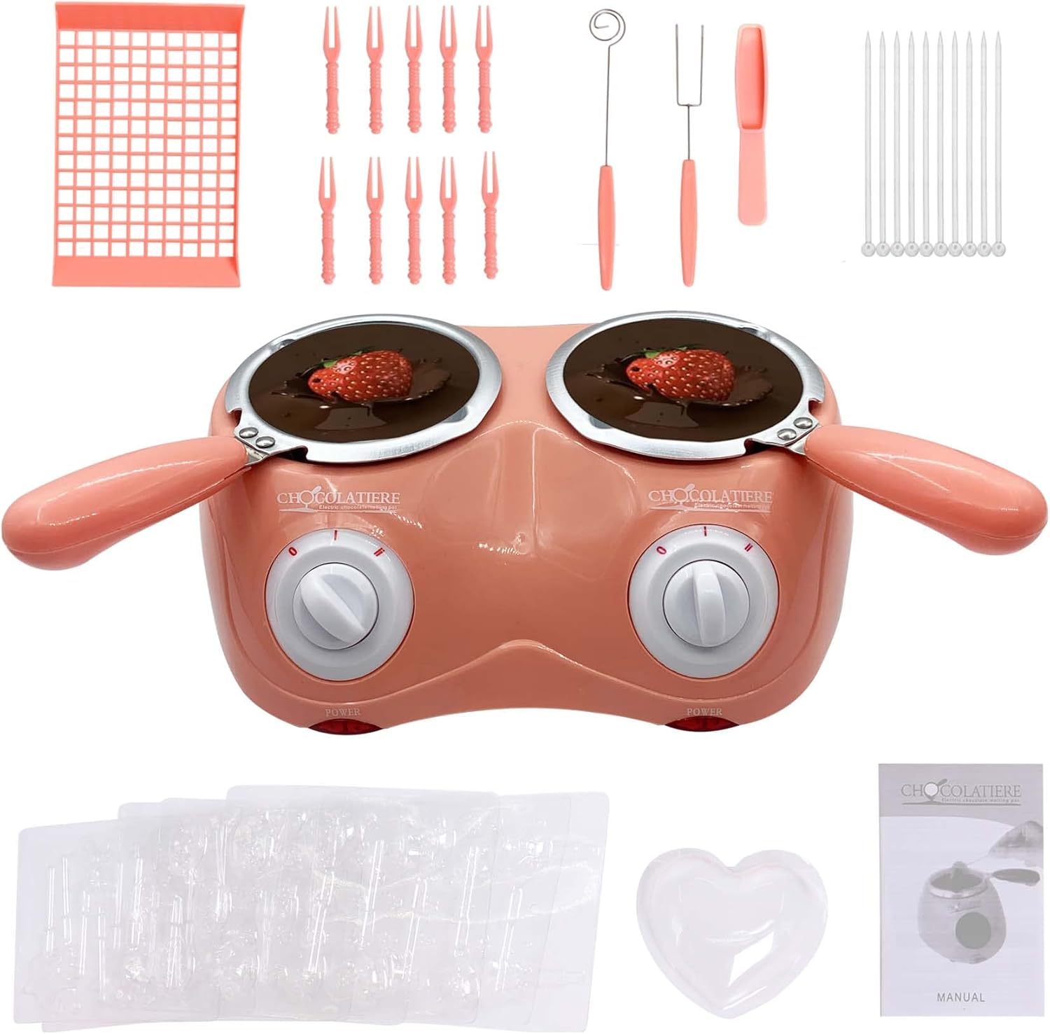 Amazon.com: Chocolate Melting Pot Candy Electric Fondue Pot Set Double ...