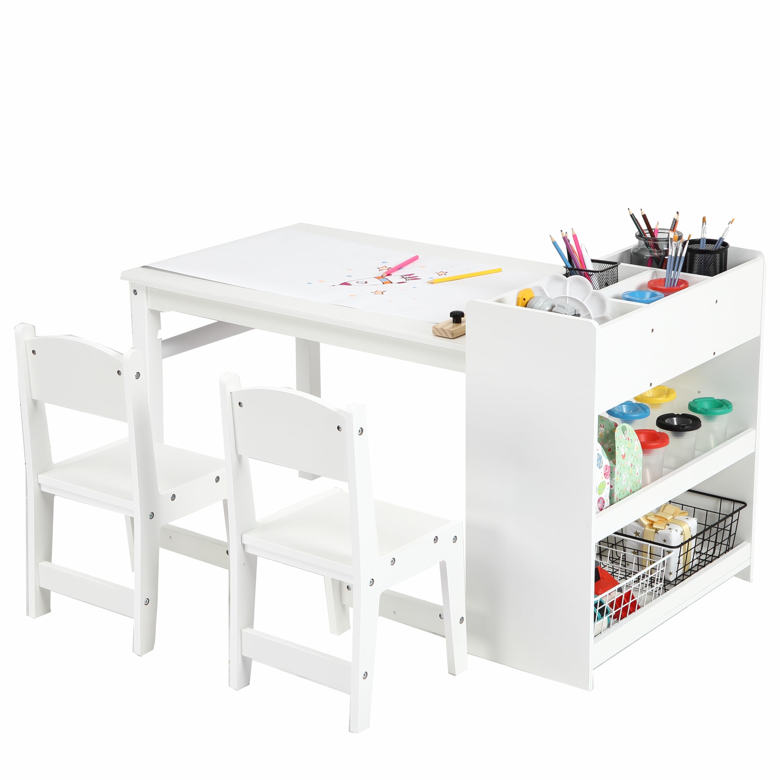 Amazon.com: GarveeHome Kids Art Table with 2 Chairs, Toddler Craft Play ...