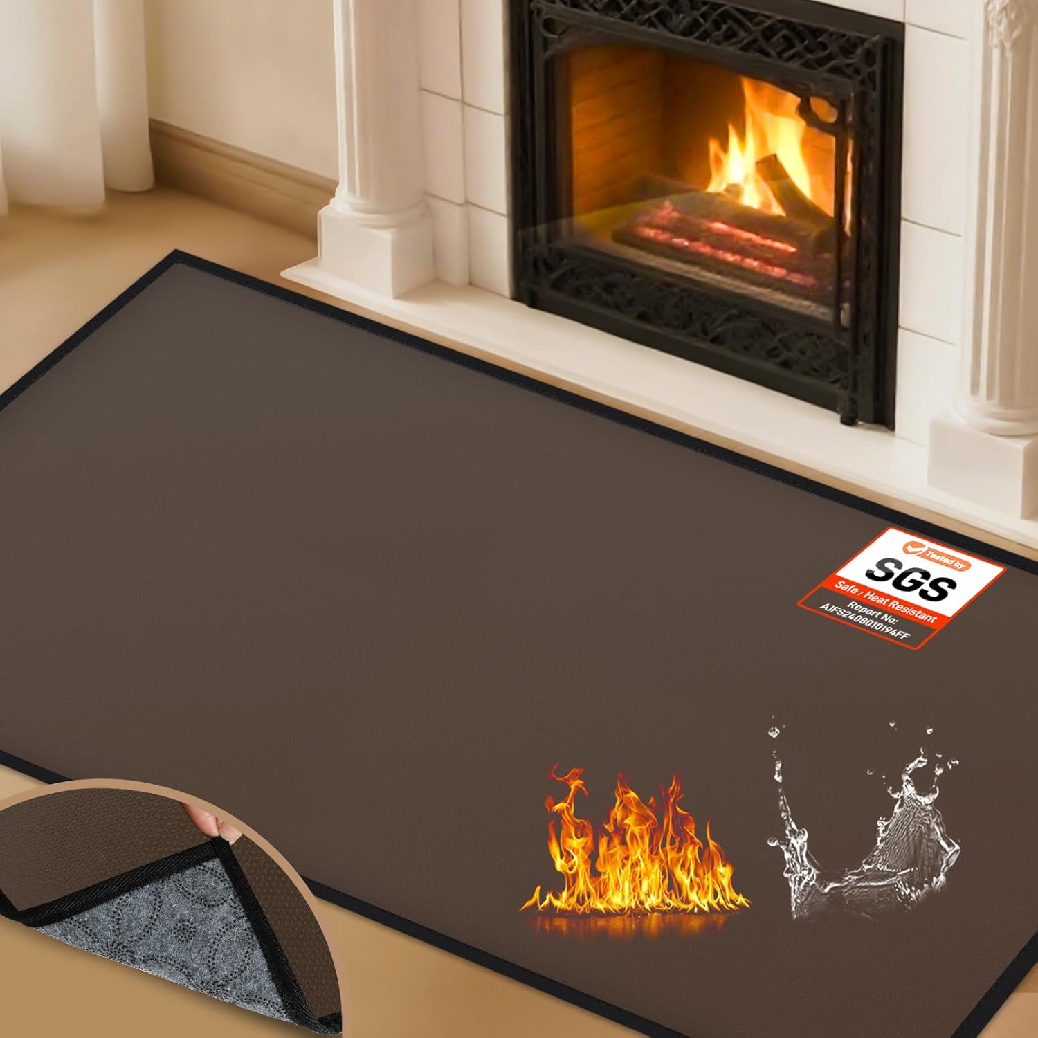 Amazon.com: Fireplace Mat Fireproof, 2' x 3'6'' x 0.14'' Fireplace Rugs ...