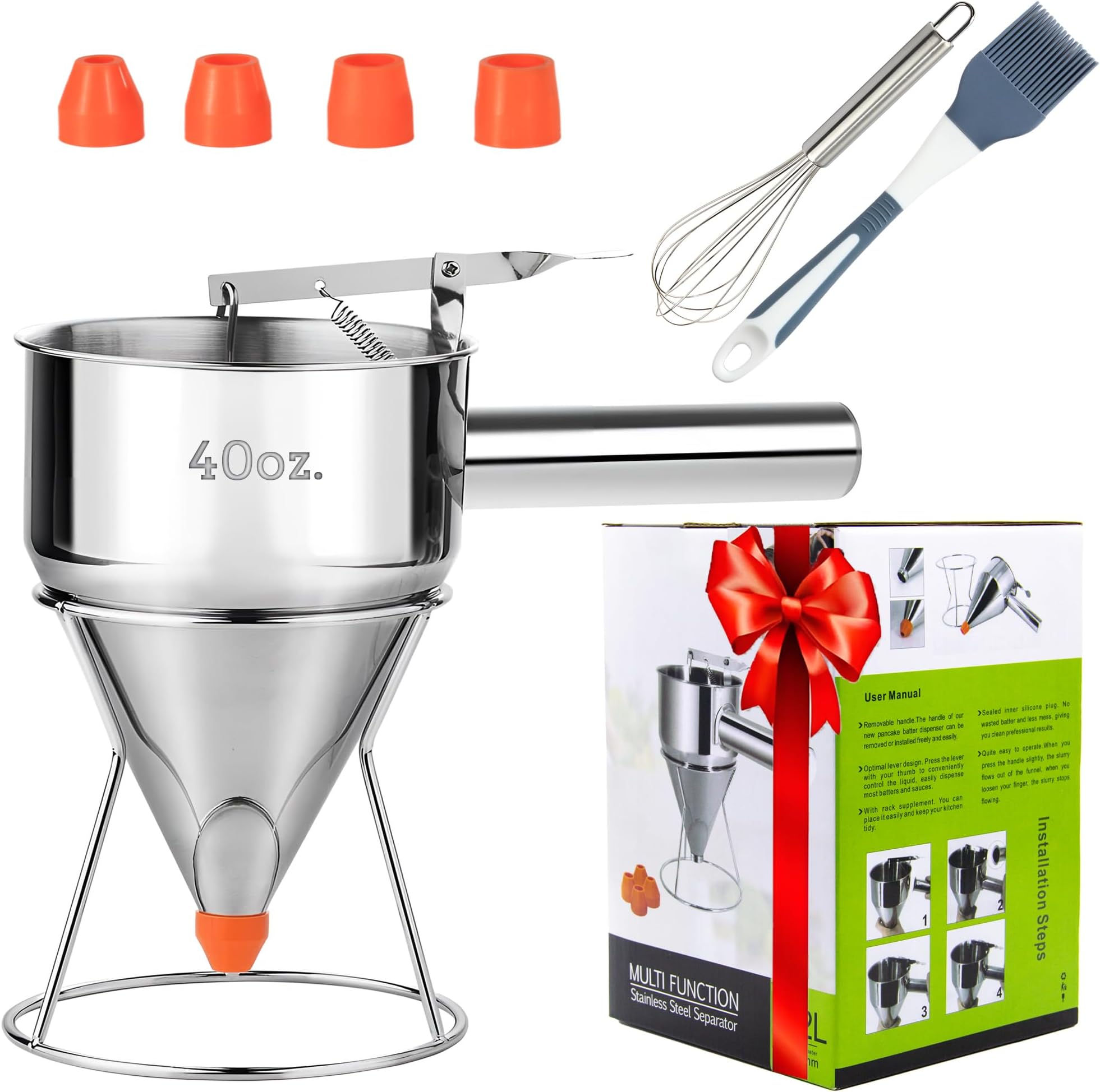 Amazon.com: Stainless-Steel Pancake Batter Dispenser Handheld Pancake ...