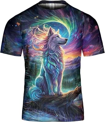 VNBNT Wolf Shirts for Men Women Graphic T-Shirt with 3D Design Novelty ...