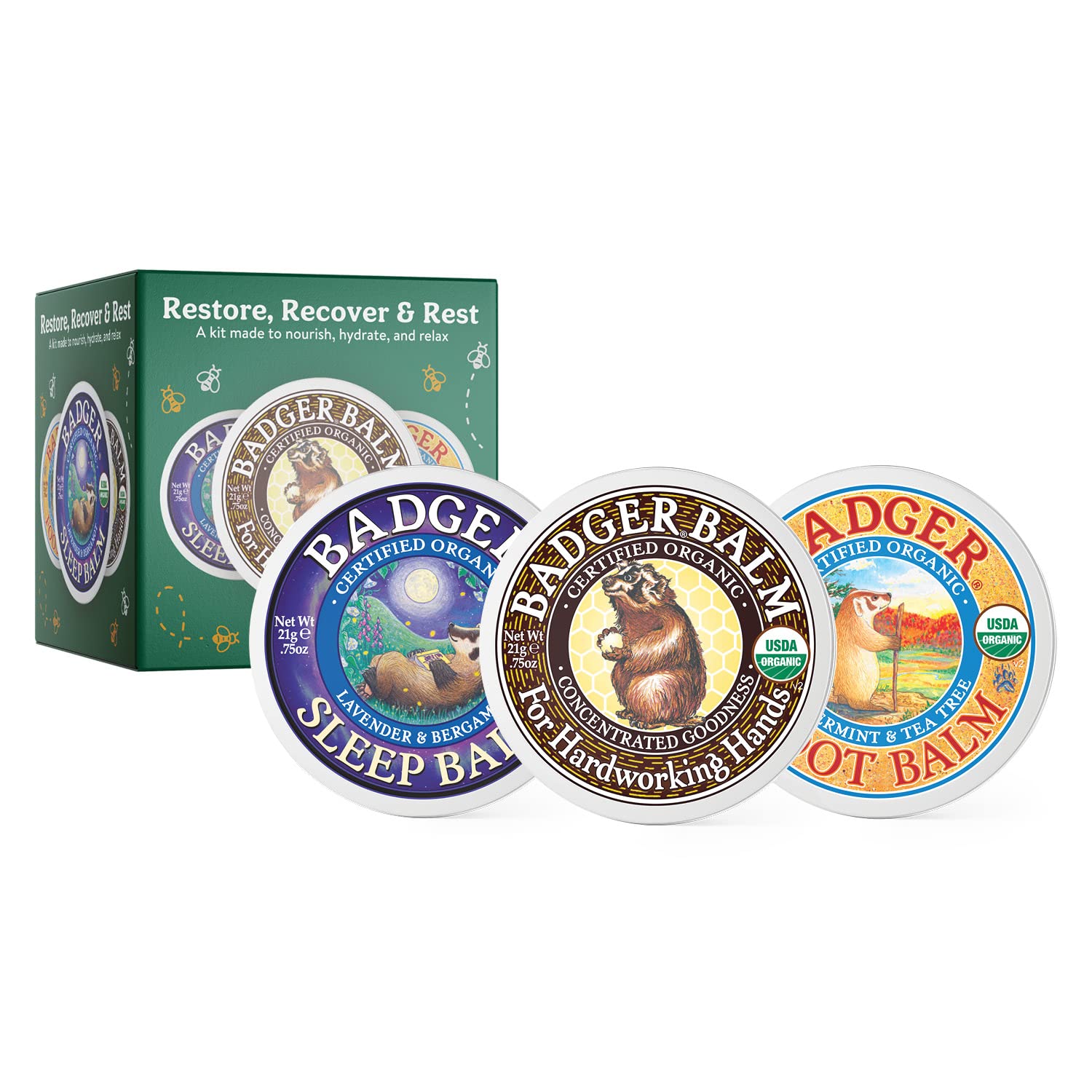 Amazon.com : Badger - Restore, Recover & Rest Kit : Beauty & Personal Care