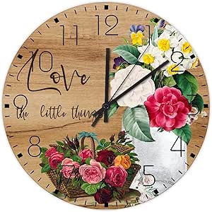 Amazon.com: Minimalist Wood Clock Analog Round Non-Ticking Love The ...