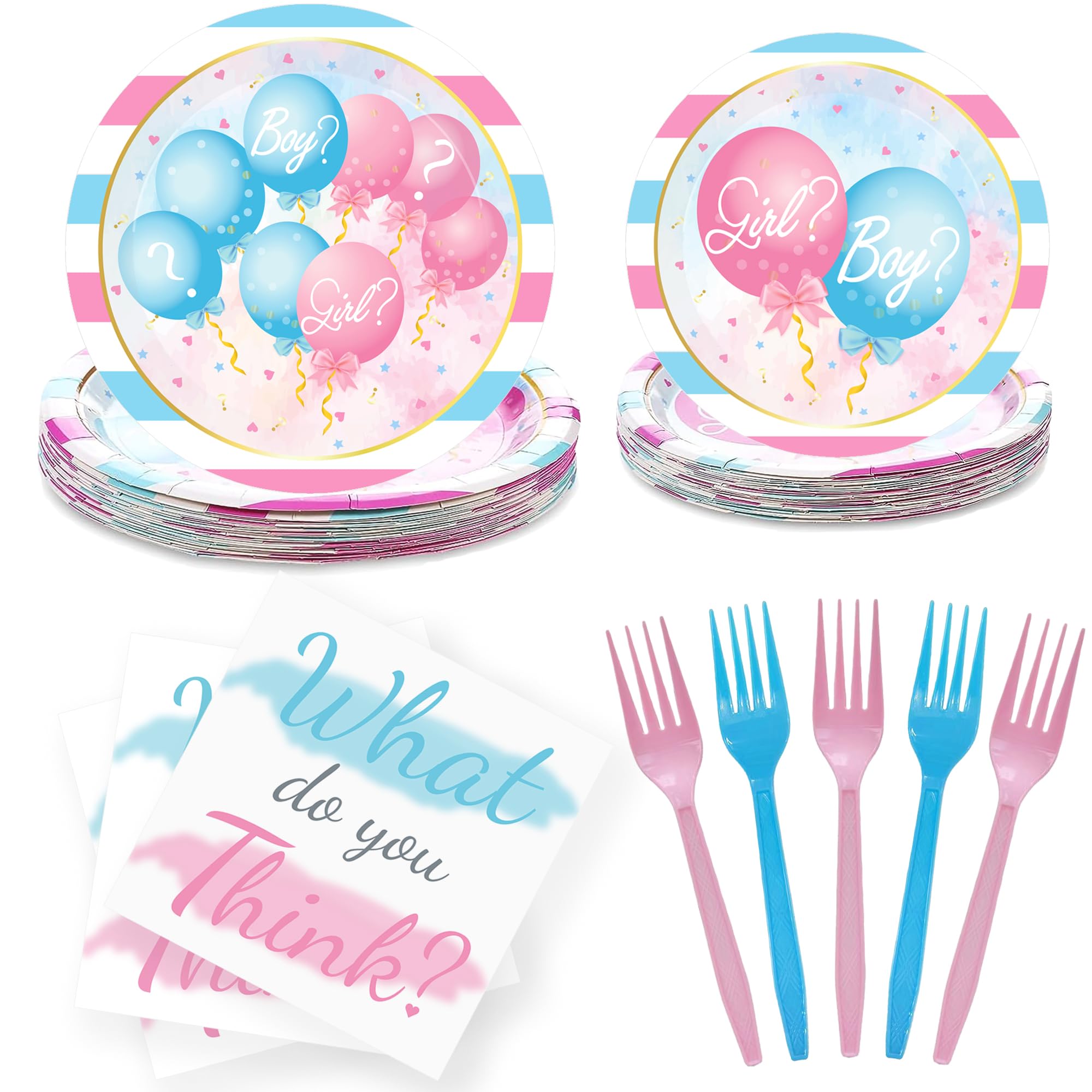 Amazon.com: Gender Reveal Plates Set (100 Pcs) - Gender Reveal Plates ...