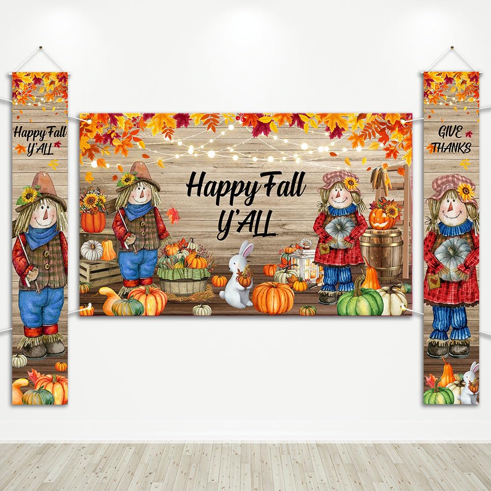 Amazon.com: Avezano Happy Fall Y'all Banners Decorations,3Pcs Happy ...