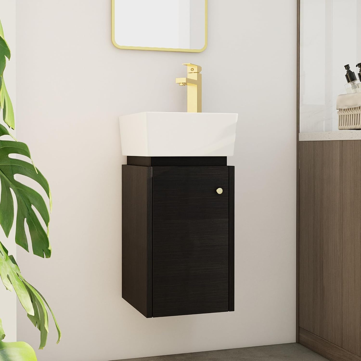 Amazon.com: 12 Inch Small Bathroom Vanity with Sink, Floating Bathroom ...