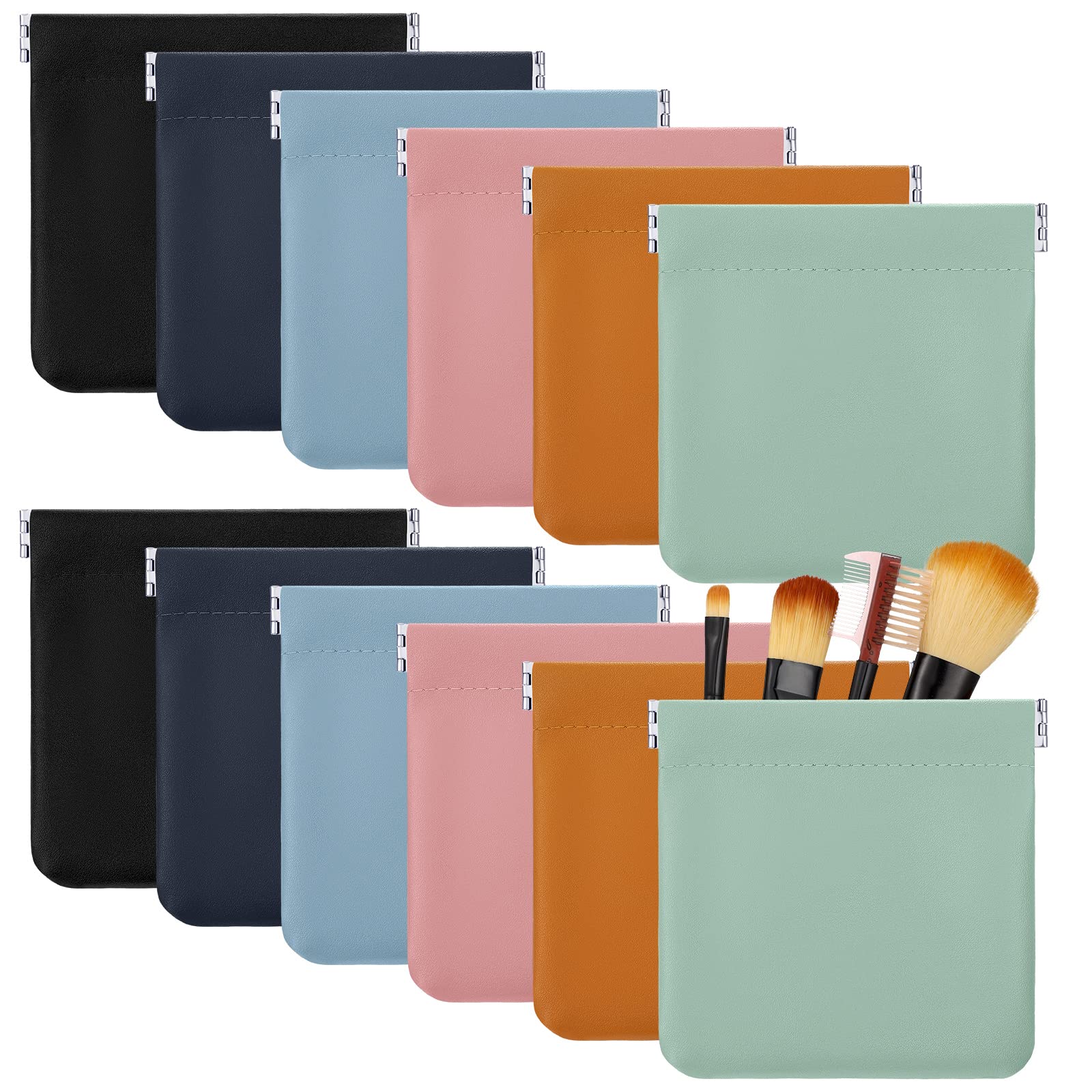 Amazon.com: 12 Pcs Lambskin Pocket Cosmetic Bag Waterproof No Zipper ...