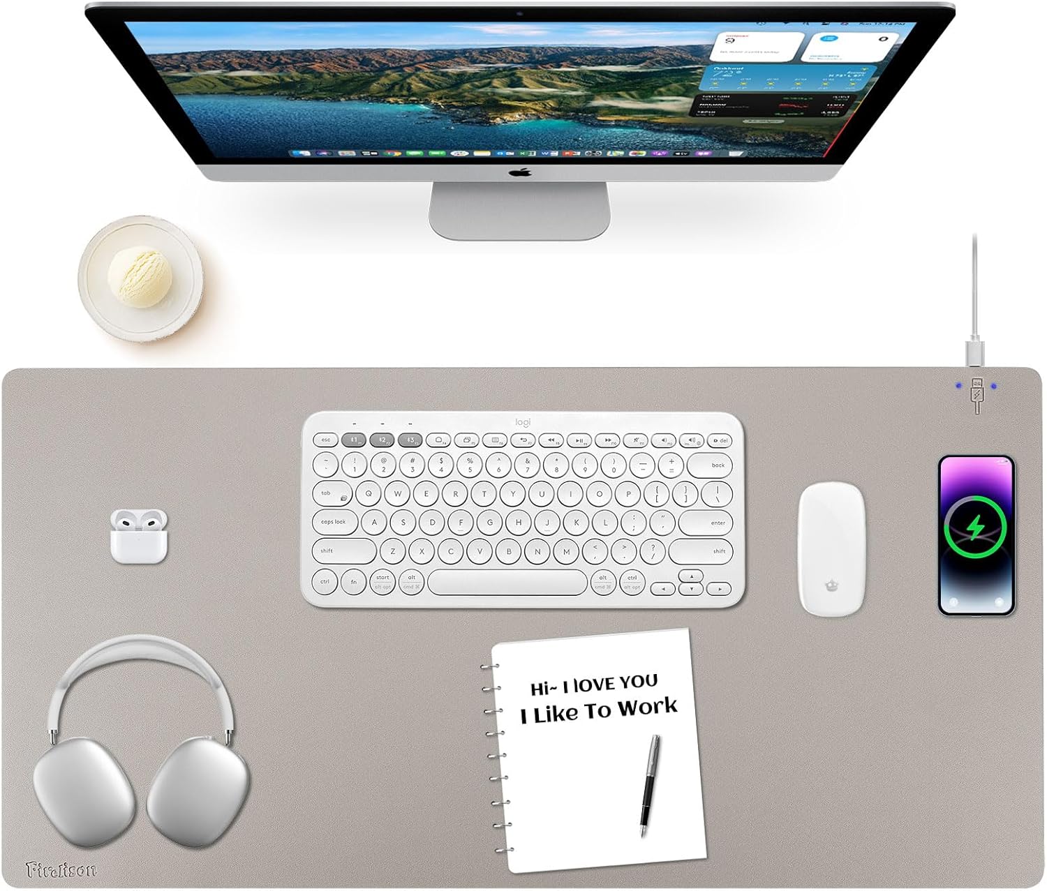 Amazon.com : Wireless Charging Mouse Pad Firelison 2 in 1 Leather ...